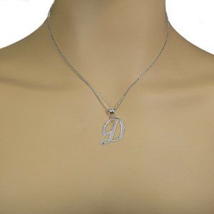 Element Shine | Jewelry | 925 Sterling Silver Cursive Initial Letter D ...